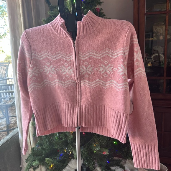 Planet | Sweaters | Chic Pink Snowflake Womens Cardigan | Poshmark